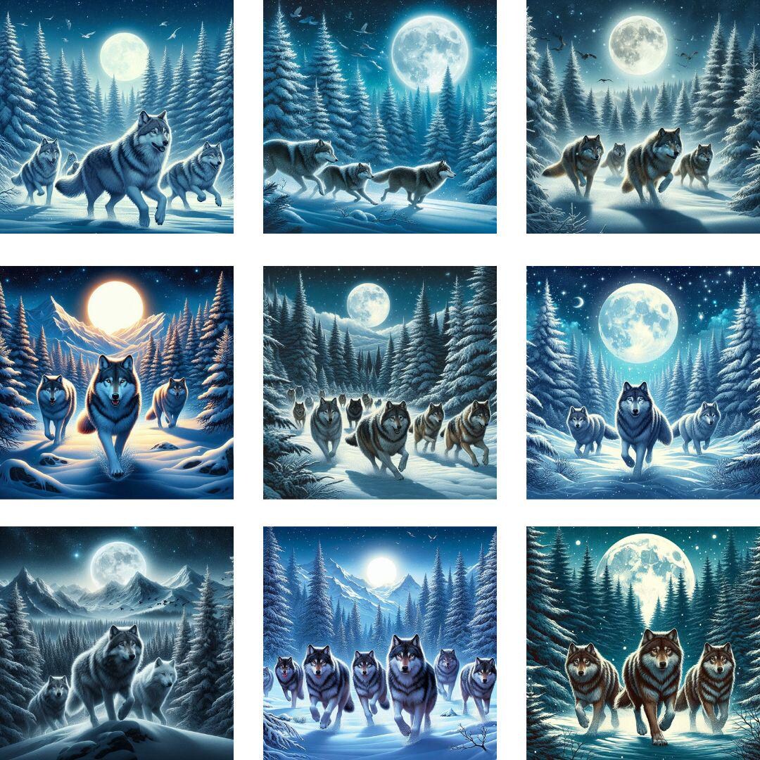 Winter Wolves Set of 27 |seamless Patterns |instant Download ...