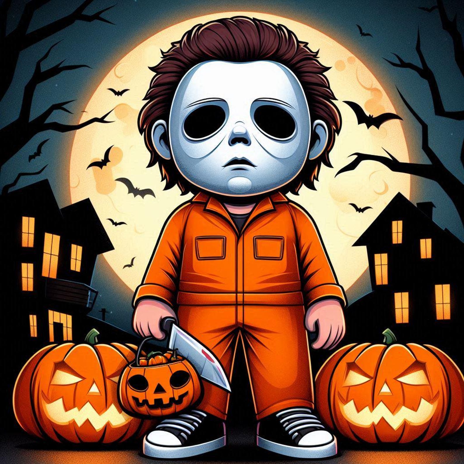 Halloween Cartoon Michael Myers Set of 5 |seamless Patterns |instant ...