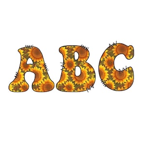 Sunflower Doodle Alphabet Set - Etsy