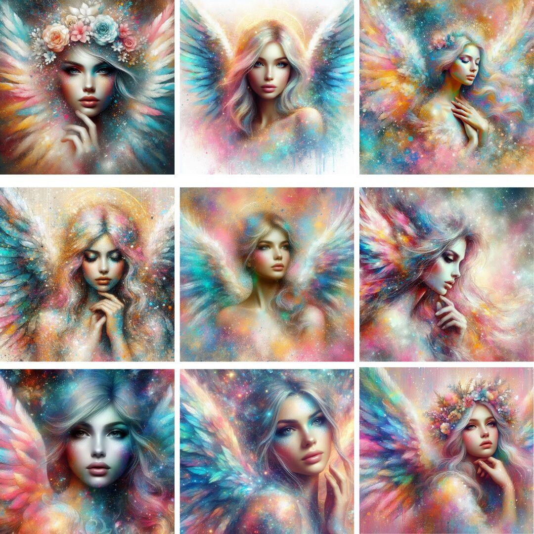 Colorful Heaven and Angels Set of 50+ |seamless Patterns |instant ...