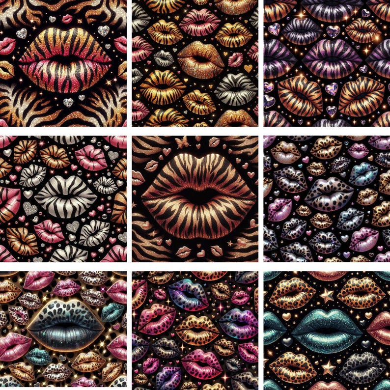 Fashion Kiss Lips Set of 20 |seamless Patterns |instant Download ...