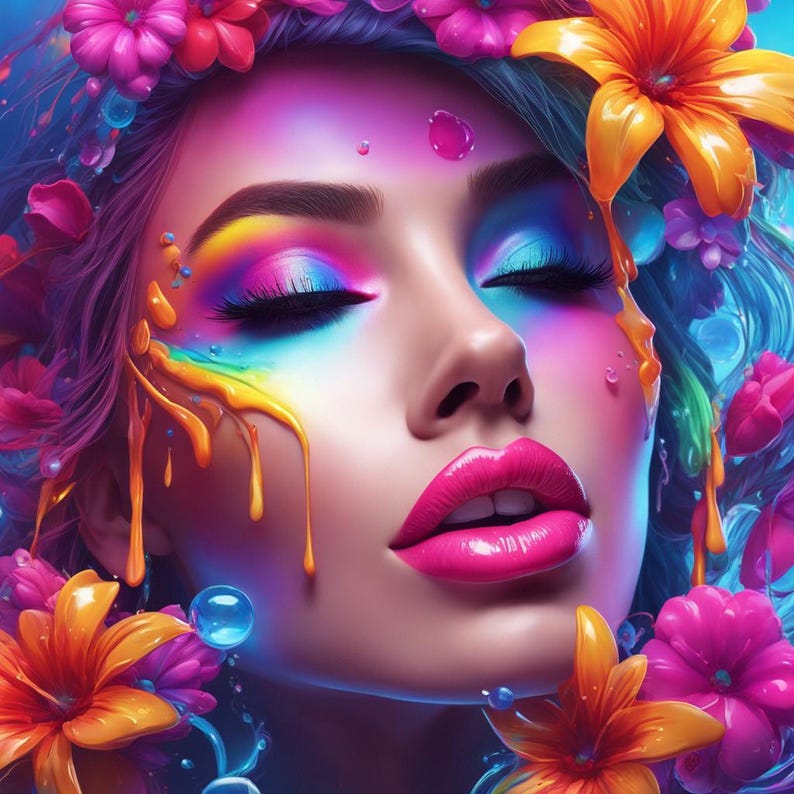 Colorful Dripping Lips Set of 12 |seamless Patterns |instant Download ...