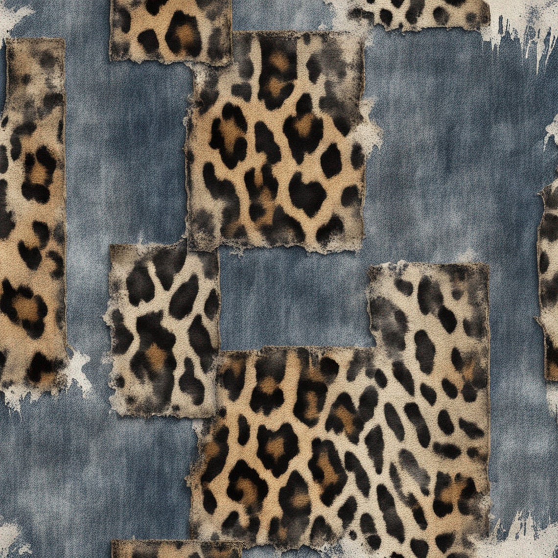 Leopard Print Denim Set of 8 |seamless Patterns |instant Download ...