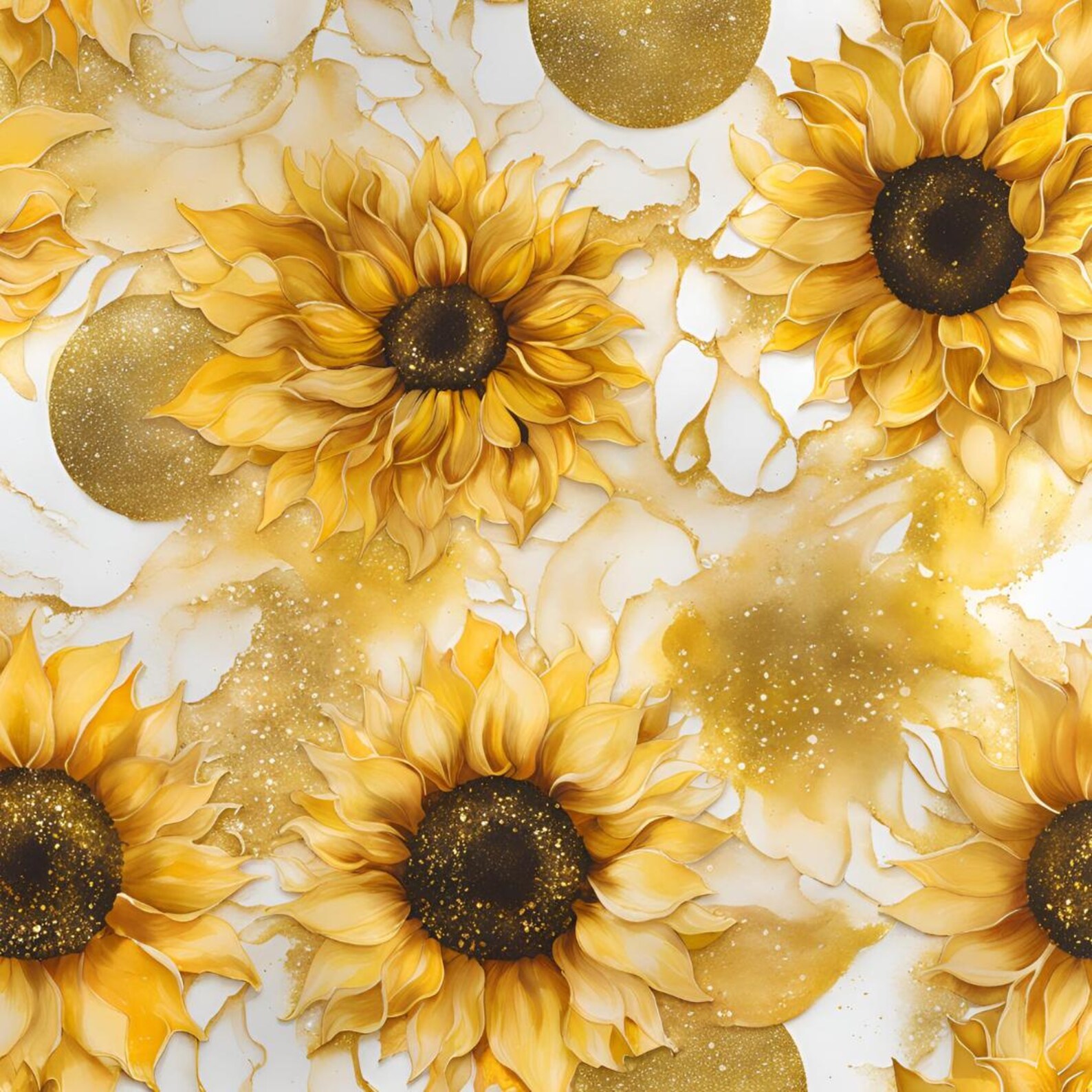 Beautiful Glitter Sunflower Pattern Set of 12 |seamless Patterns ...