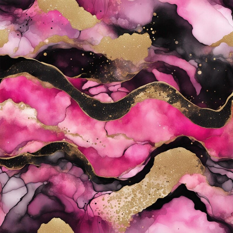 Pink Black and Gold Glitter Pattern Set of 8 |seamless Patterns ...