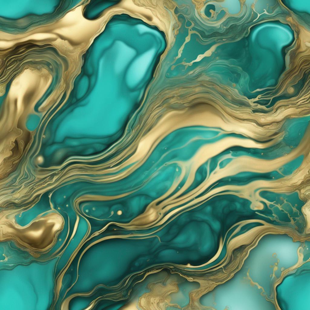 Soft Teal and Gold Dripping Set of 17 |seamless Patterns |instant ...