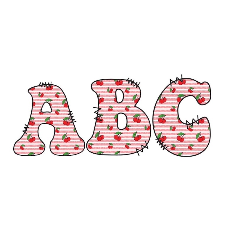 Cherry Doodle Alphabet PNG: Uppercase Letters, Font (digital Download ...