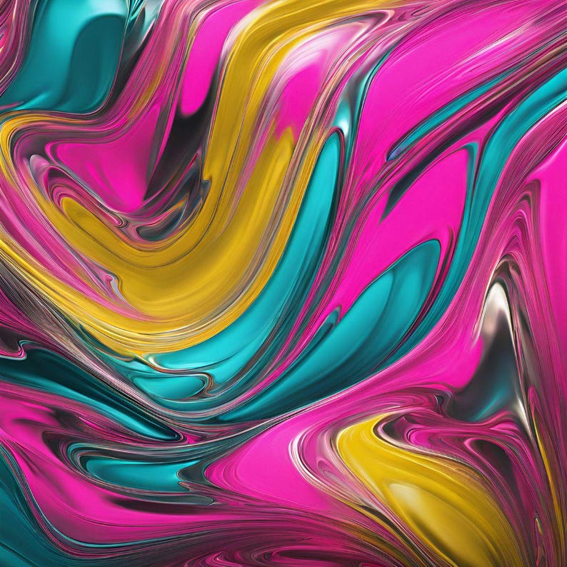Liquid Metal Abstract Seamless Patterns: Color Blast Set (digital ...