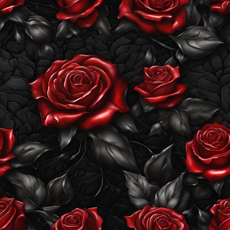 Beautiful Red Roses Pattern Set of 6 |seamless Patterns| Instant ...