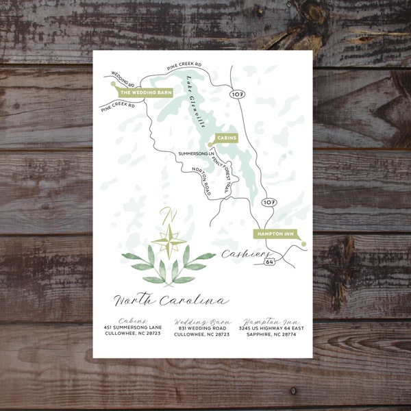 Illustrated Map Wedding Invitation - Etsy