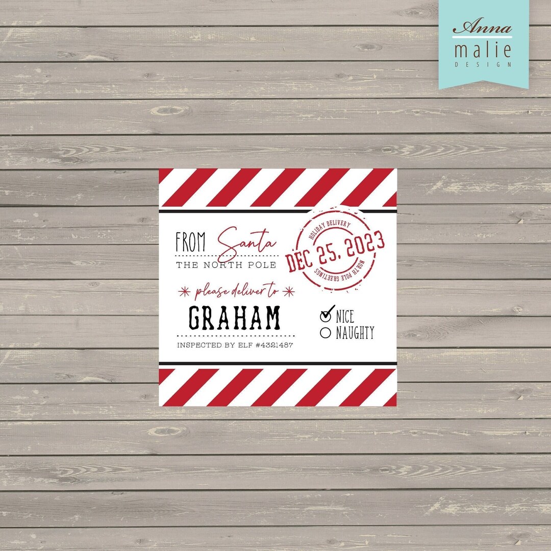 From Santa Gift Tag Sticker, North Pole Sticker, Customized Christmas ...