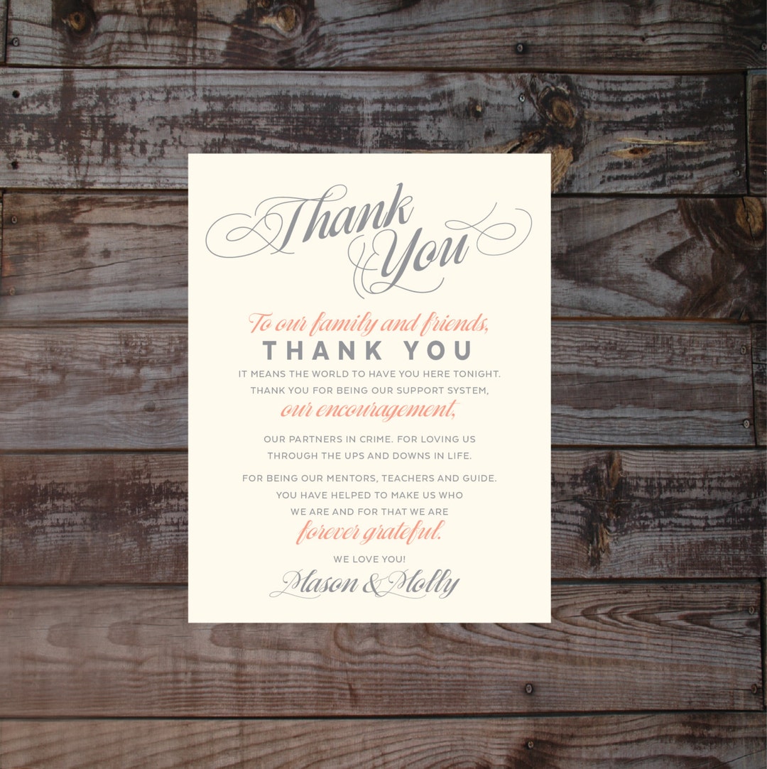 Wedding Reception Thank You, Wedding Thank You, Guest Thank You ...
