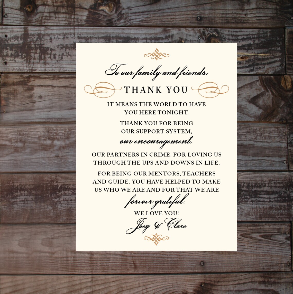 Wedding Reception Thank You Wedding Thank You Guest Thank - Etsy