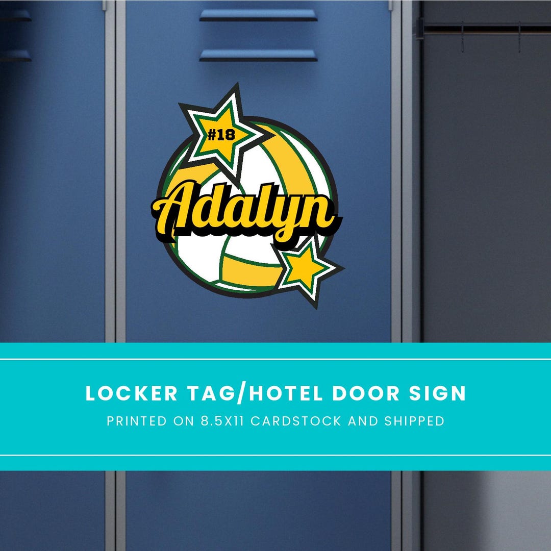 PRINTED Volleyball Hotel and Locker Door Signs, Locker Decoration Name ...