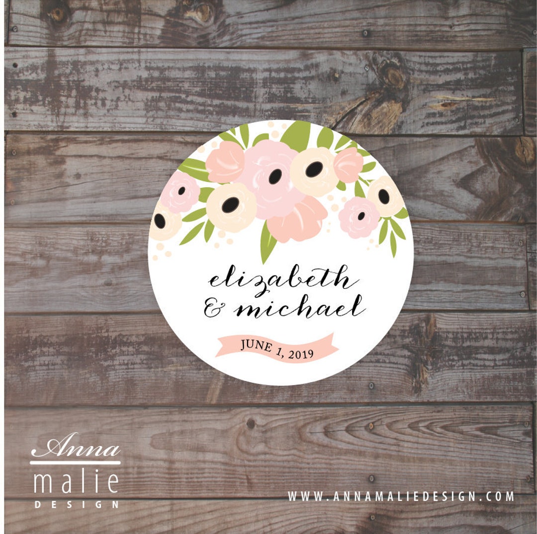 Floral Stickers, Pretty Wedding Sticker, Envelope Sticker, Wedding ...