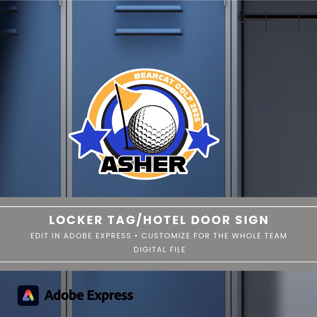 Custom Golf Team Locker Sign: Personalized Template (digital Download ...