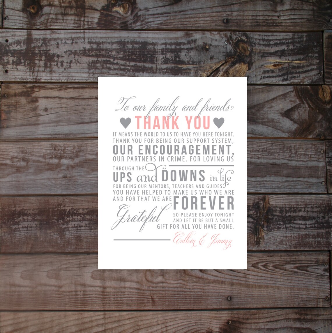 Wedding Reception Thank You Wedding Thank You Guest Thank - Etsy