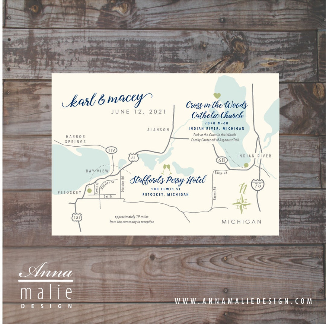 Wedding Invitation Map, Event Map, Hand Drawn, Illustrated Itinerary ...