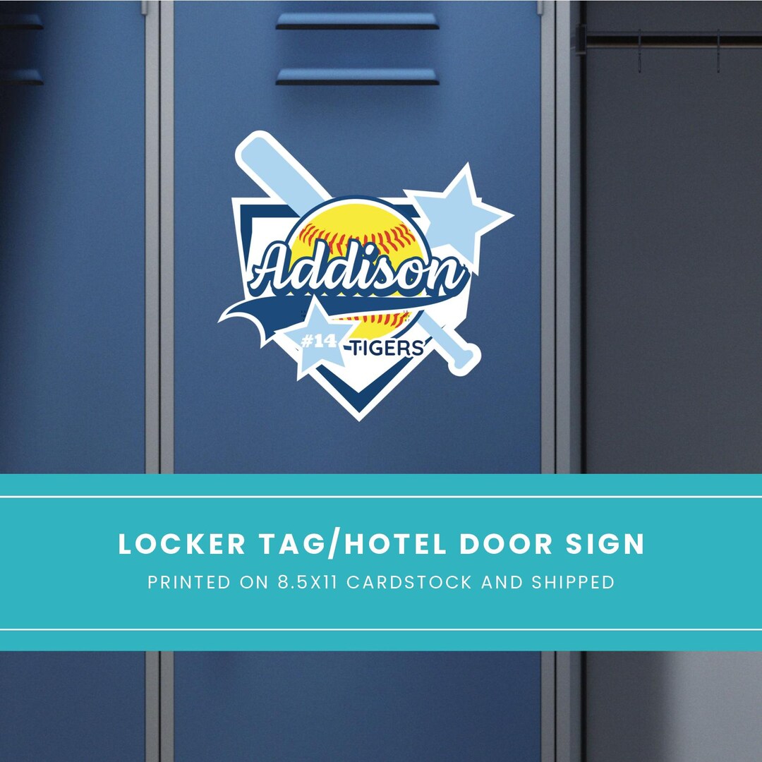 PRINTED Softball Name Sign, Locker Door Name Signs, Locker Decoration ...