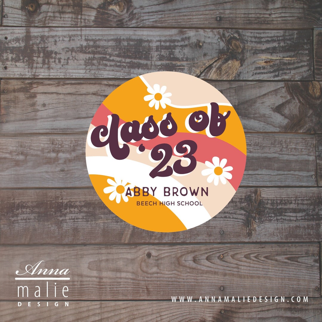 Graduation Party Sticker Retro Graduation Party Class of - Etsy
