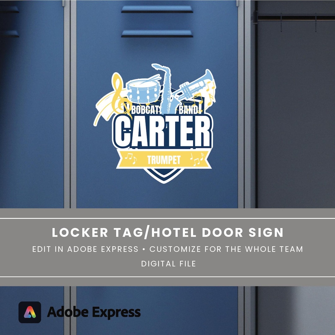 Editable Band Locker Tag Template | Printable Music Door Sign | Custom ...