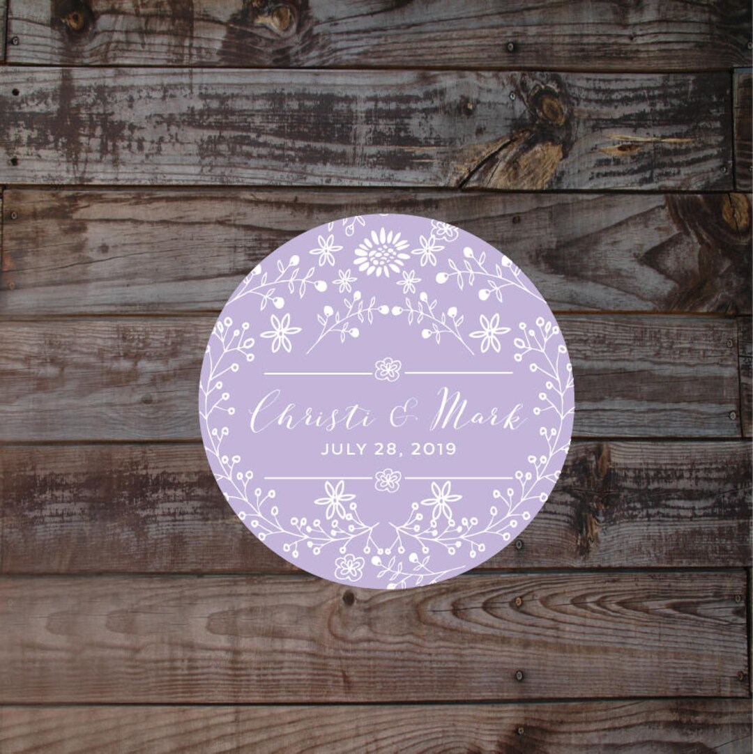 Purple Wedding Sticker, Welcome Bag Sticker, Gift Sticker, Modern ...