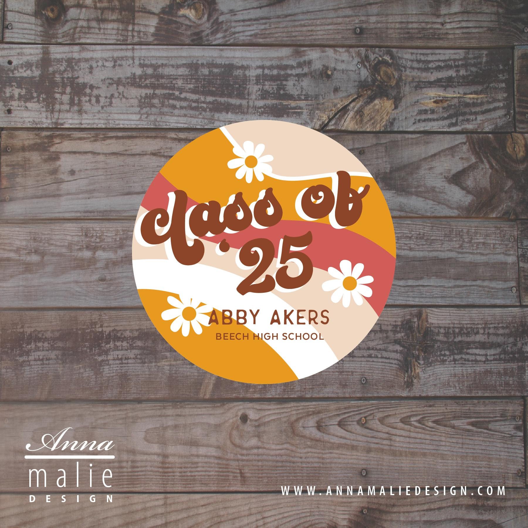 Graduation Party Sticker, Retro Graduation Party, Class of 2025, Party ...