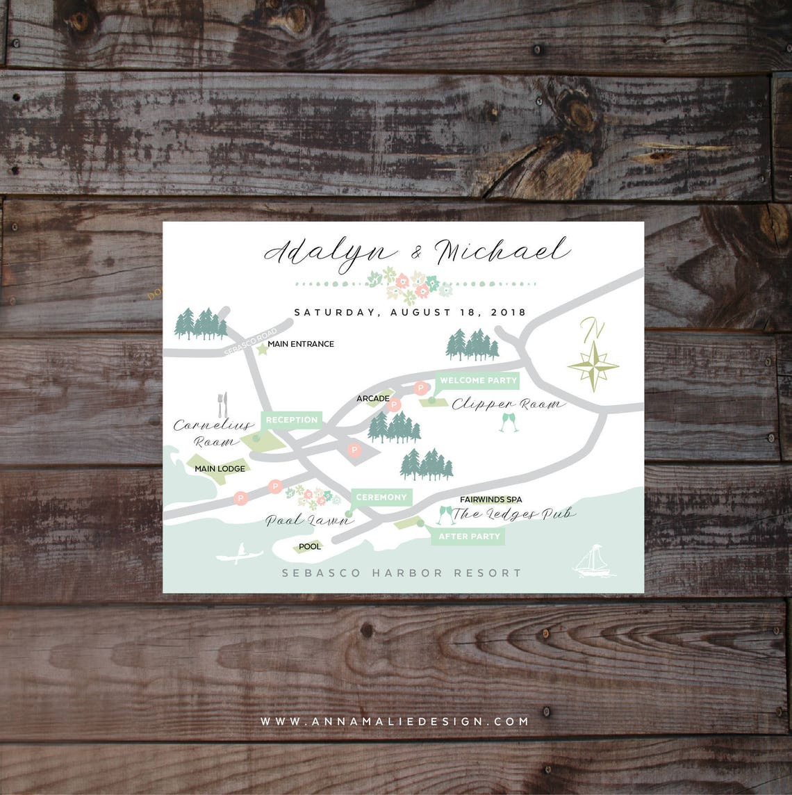 Wedding Invitation Map, Event Map, Guest Map, Driving Directions ...