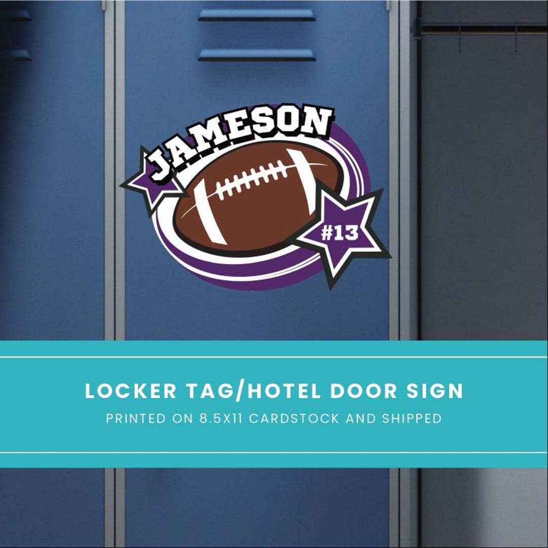 PRINTED Football Hotel and Locker Door Signs, Locker Decoration Name ...