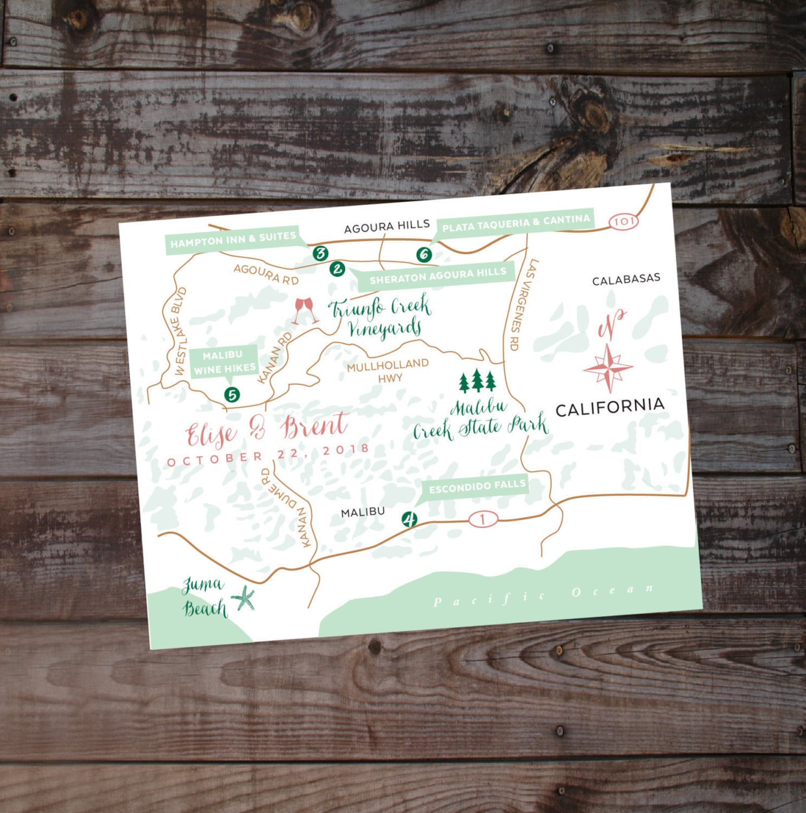 Wedding Invitation Map, Event Map, Guest Map, Driving Directions ...