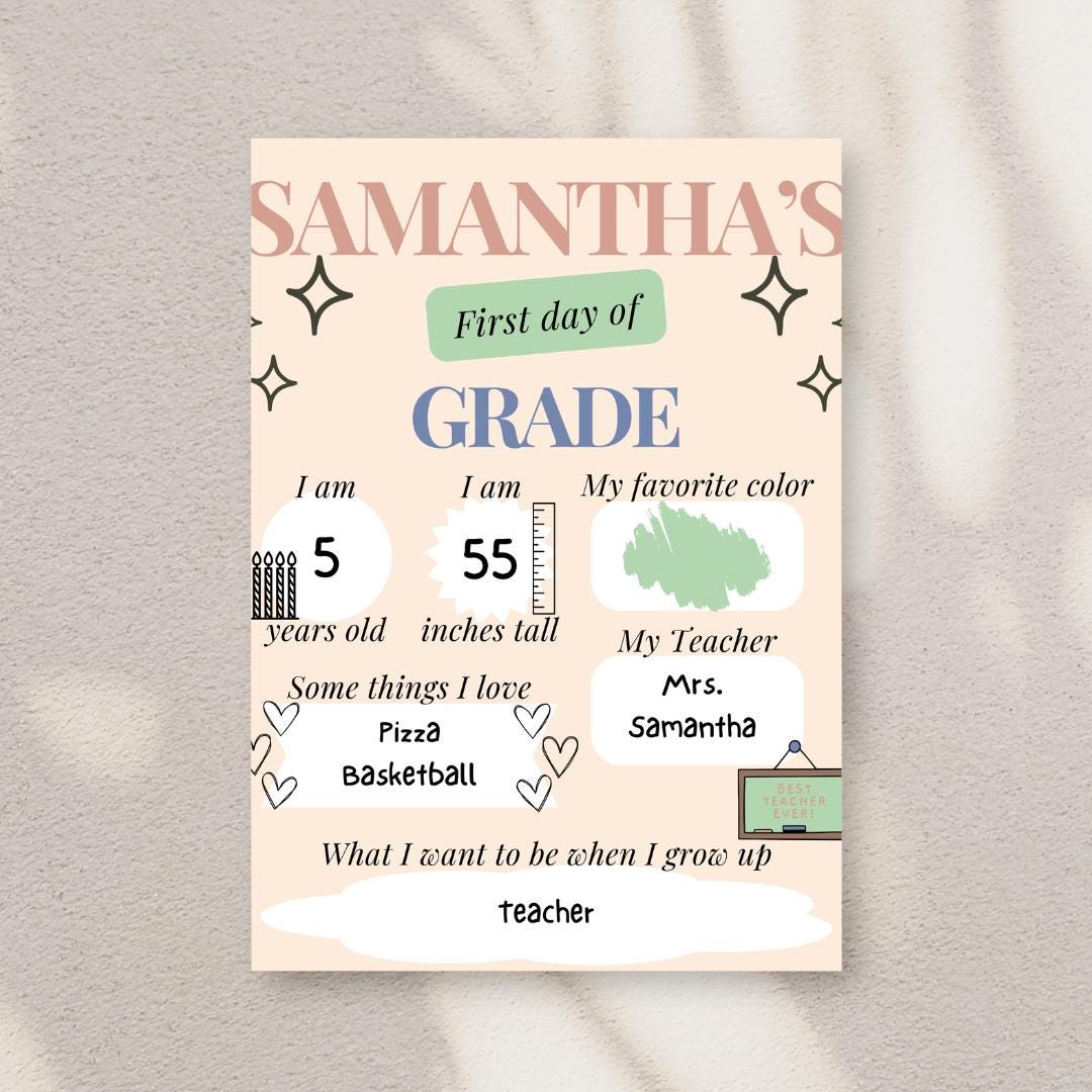 Letrero editable de regreso a clases Letrero del primer día de clases ...