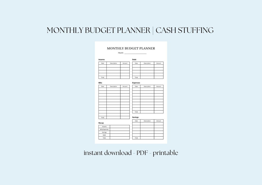Monthly Budget Planner Printable PDF Budget Tracker Template A4 Instant ...