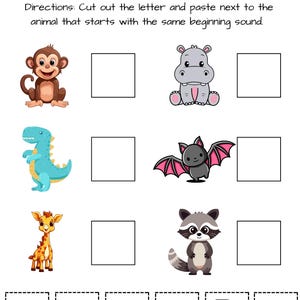 Beginning Sounds Cut and Paste Worksheet Bundle - Etsy