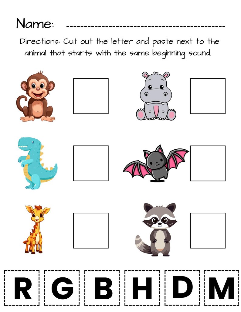 Beginning Sounds Cut and Paste Worksheet Bundle - Etsy