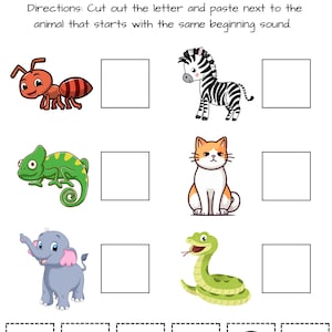 Beginning Sounds Cut and Paste Worksheet Bundle - Etsy