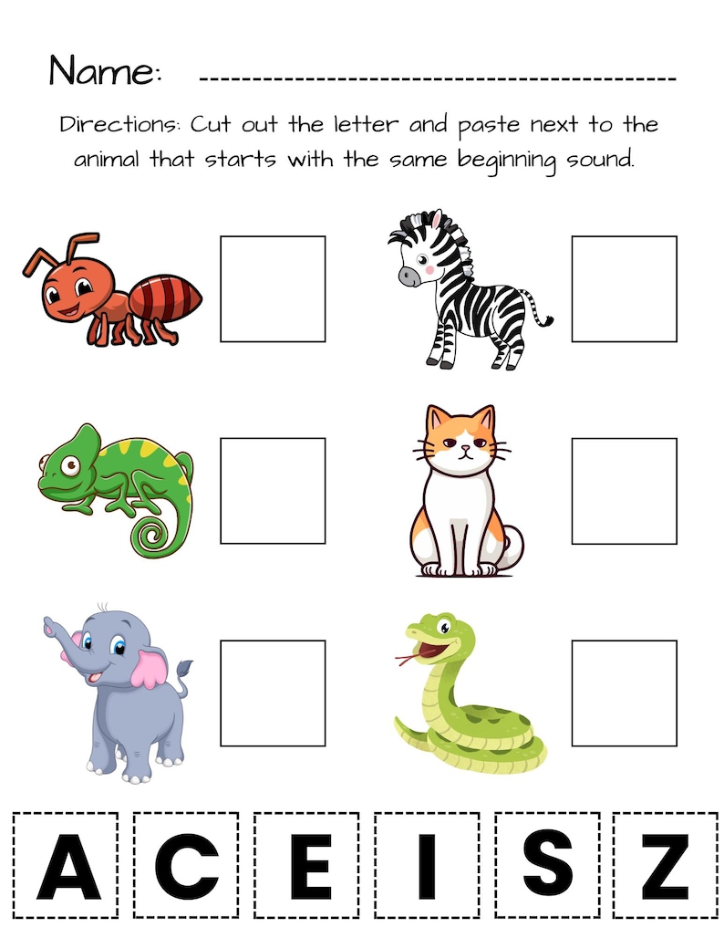 Beginning Sounds Cut and Paste Worksheet Bundle - Etsy