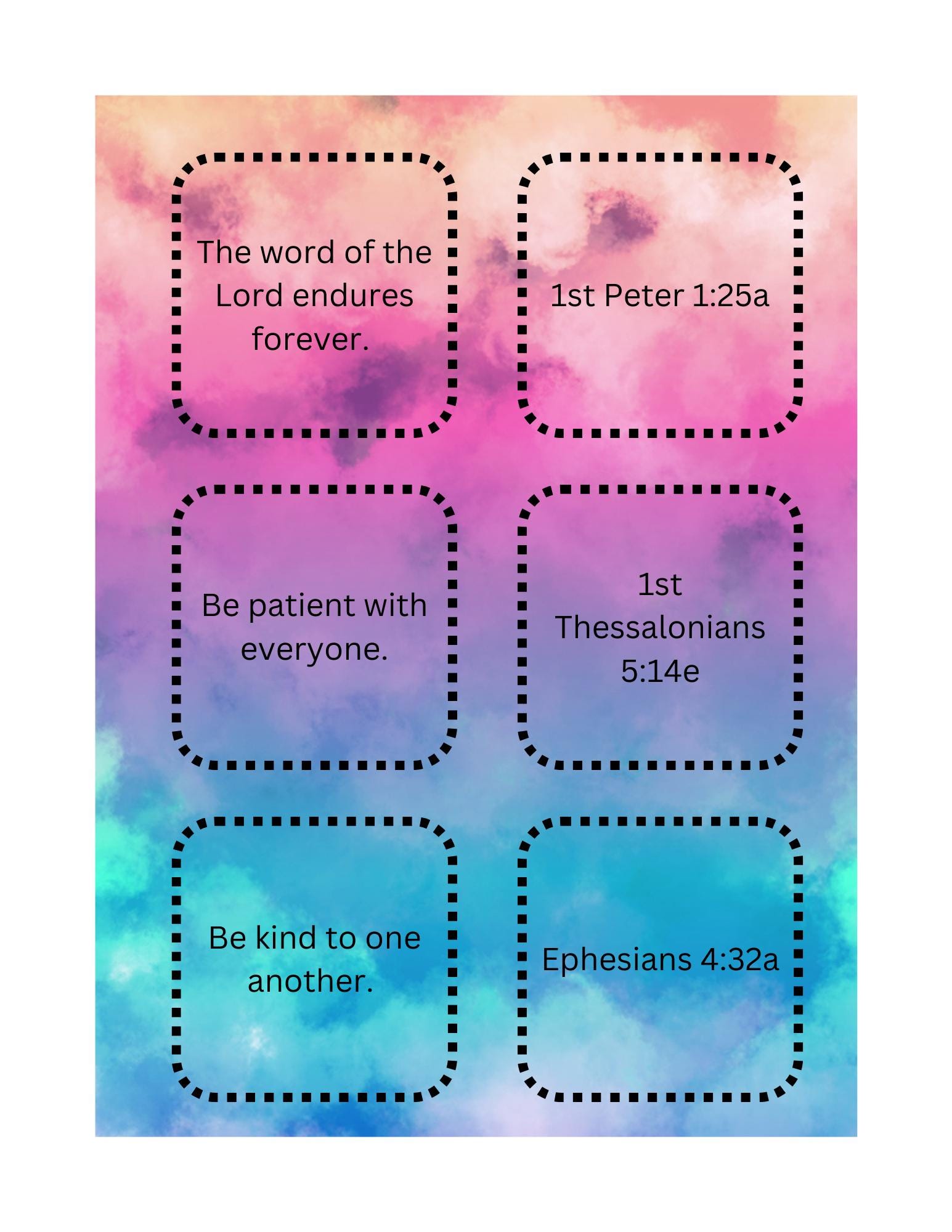 Bible Verse Matching Game - Watercolor Background - Etsy