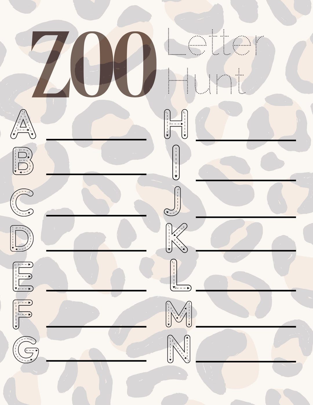 Zoo Letter Hunt Worksheet - Etsy