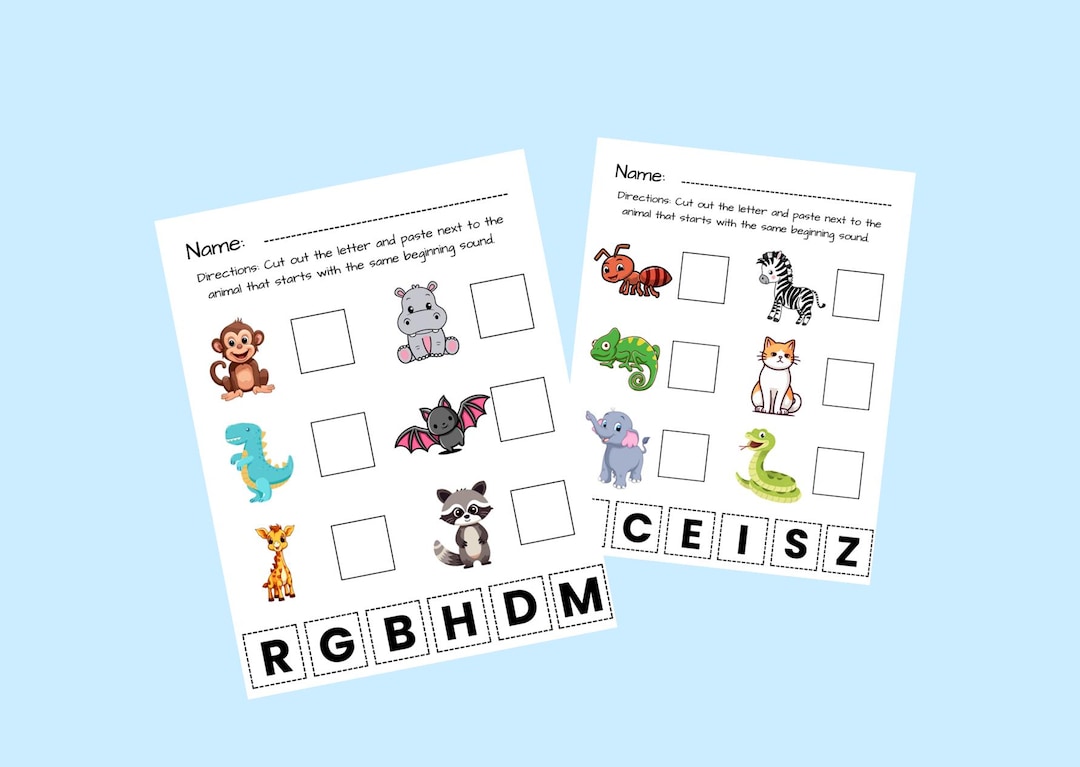 Beginning Sounds Cut and Paste Worksheet Bundle - Etsy