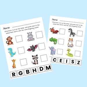 Beginning Sounds Cut and Paste Worksheet Bundle - Etsy