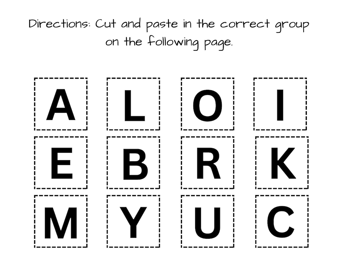 Vowels Vs Consonants Cut and Paste Worksheet - Etsy