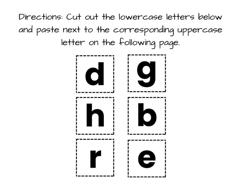Uppercase and Lowercase Cut and Paste Matching Worksheet - Etsy