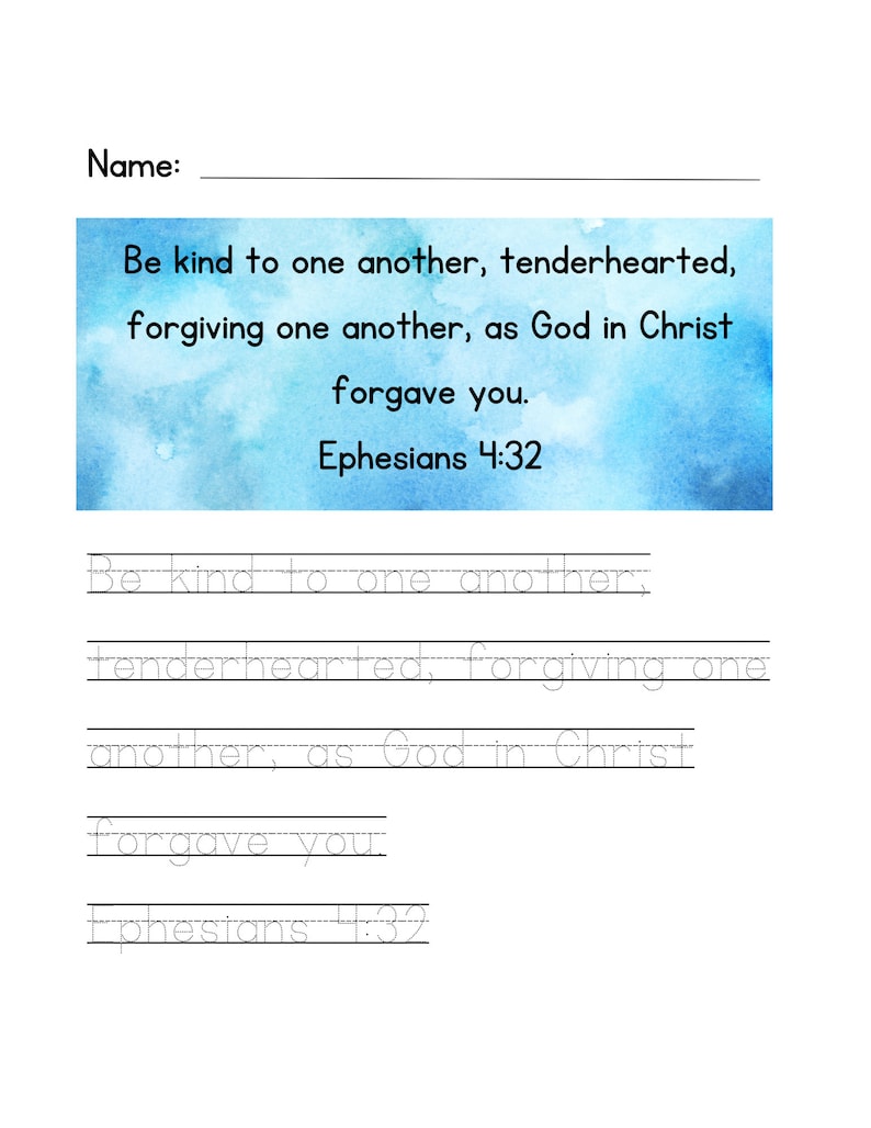 Bible Verse Copywork, Watercolor - Etsy