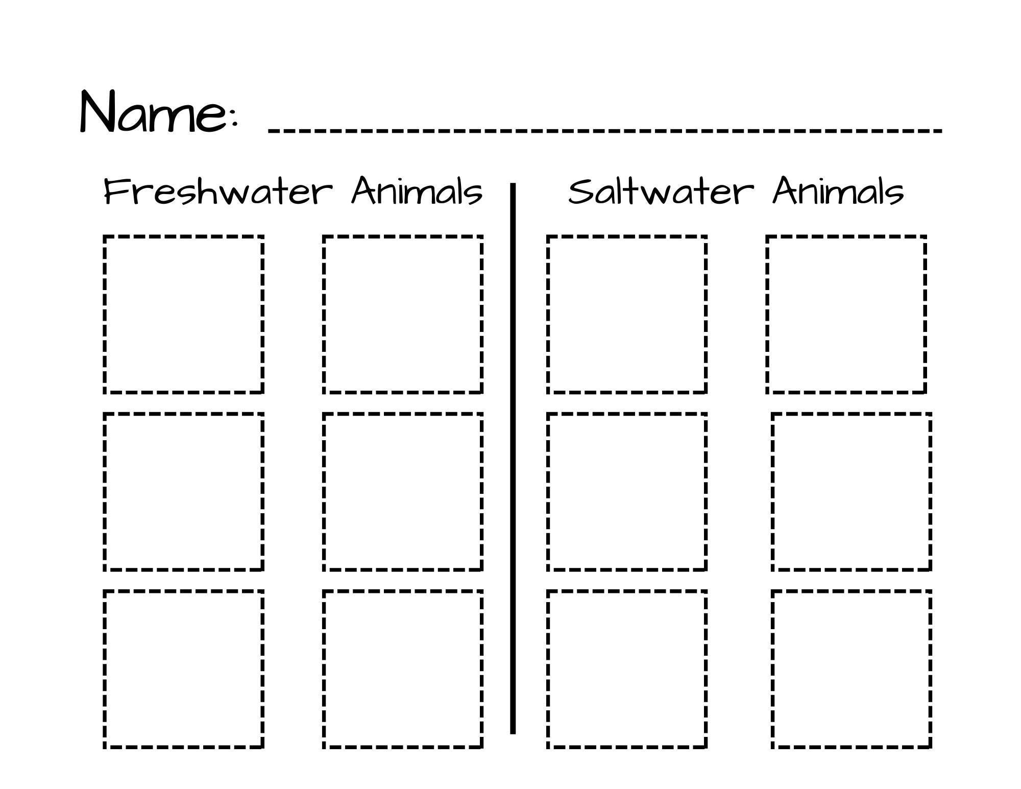 Freshwater Vs Saltwater Cut and Paste Worksheet - Etsy