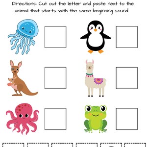 Beginning Sounds Cut and Paste Worksheet Bundle - Etsy
