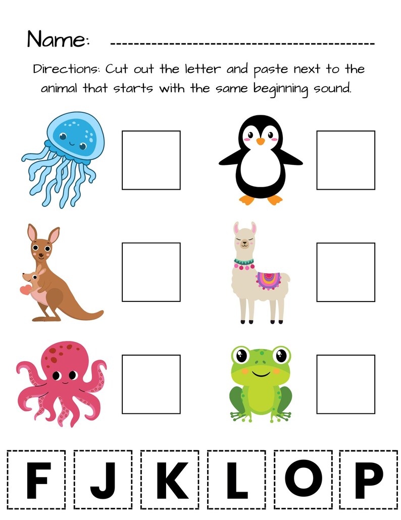 Beginning Sounds Cut and Paste Worksheet Bundle - Etsy