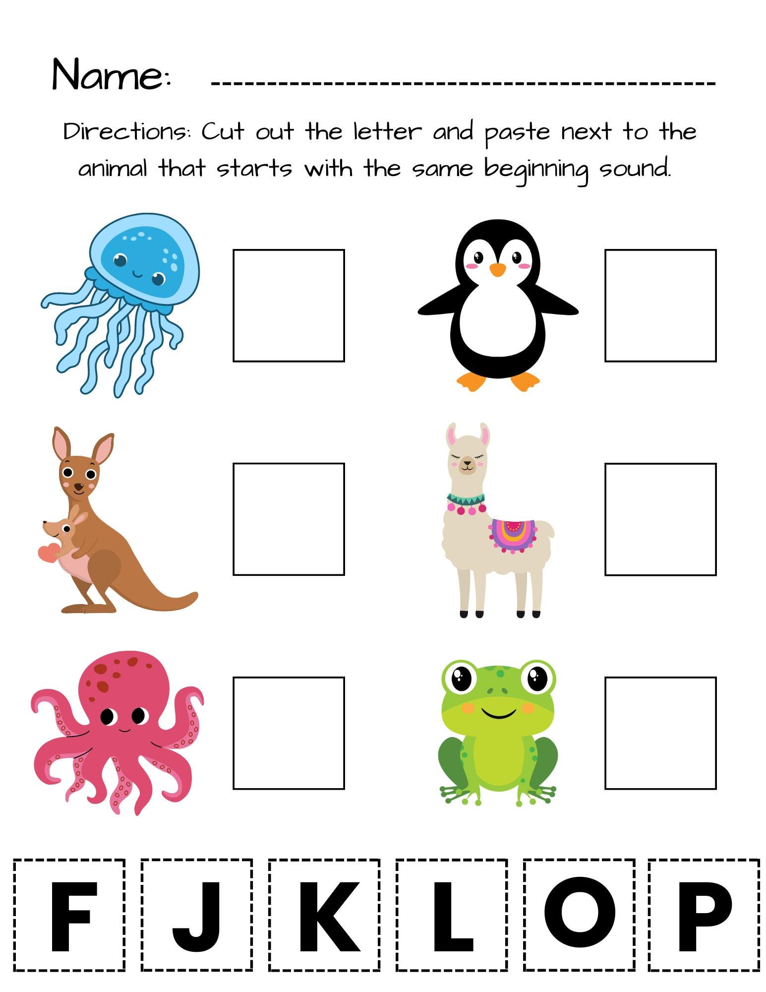 Beginning Sound Worksheets Cut And Paste