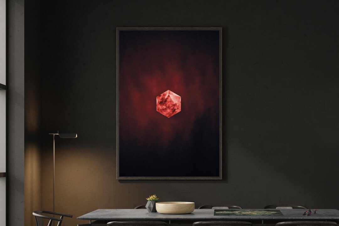 Printable Dnd Wall Art - 20-sided Dice Red Moon of Ill Omen | Dnd Gifts ...