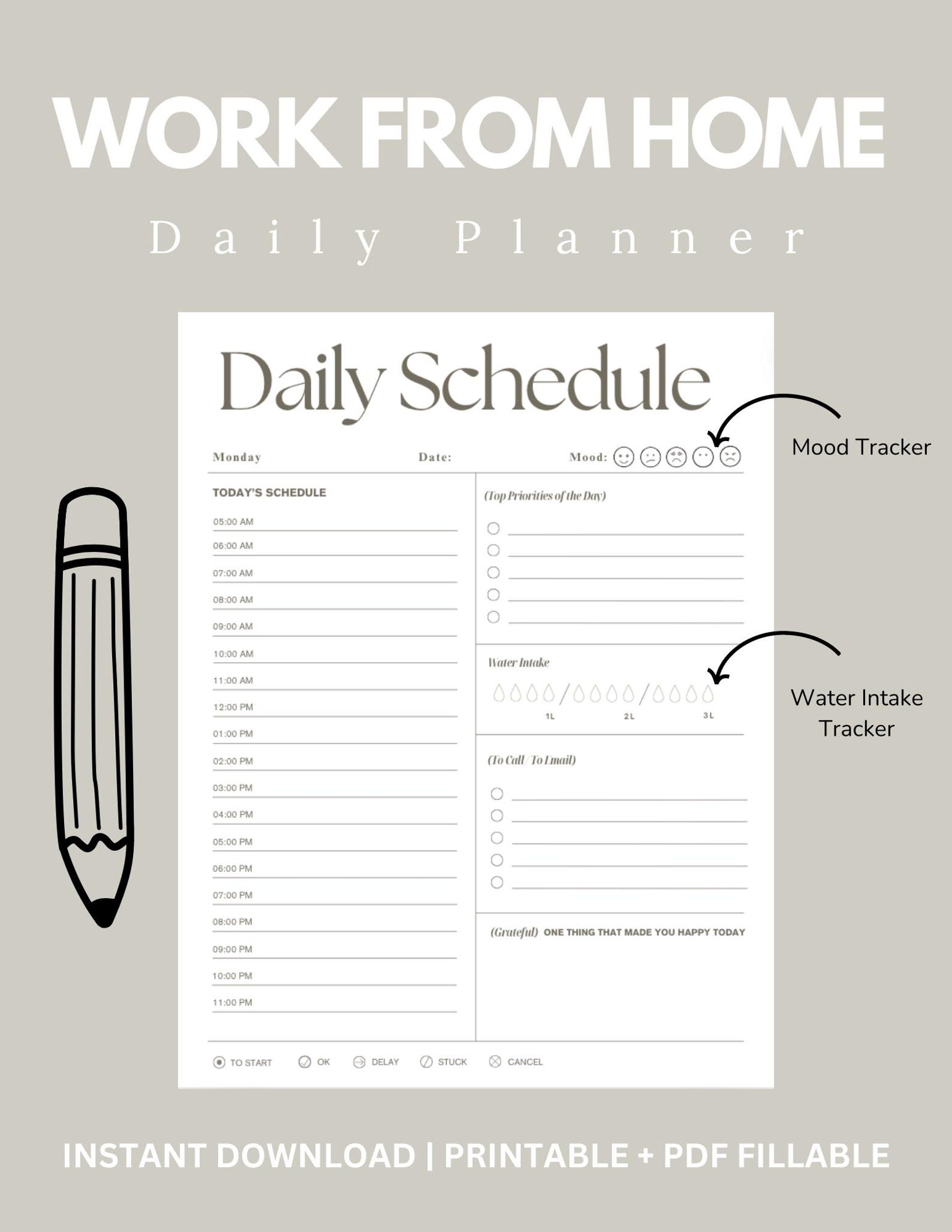 Minimalist Daily Planner Printable Digital Planner Productivity Planner ...