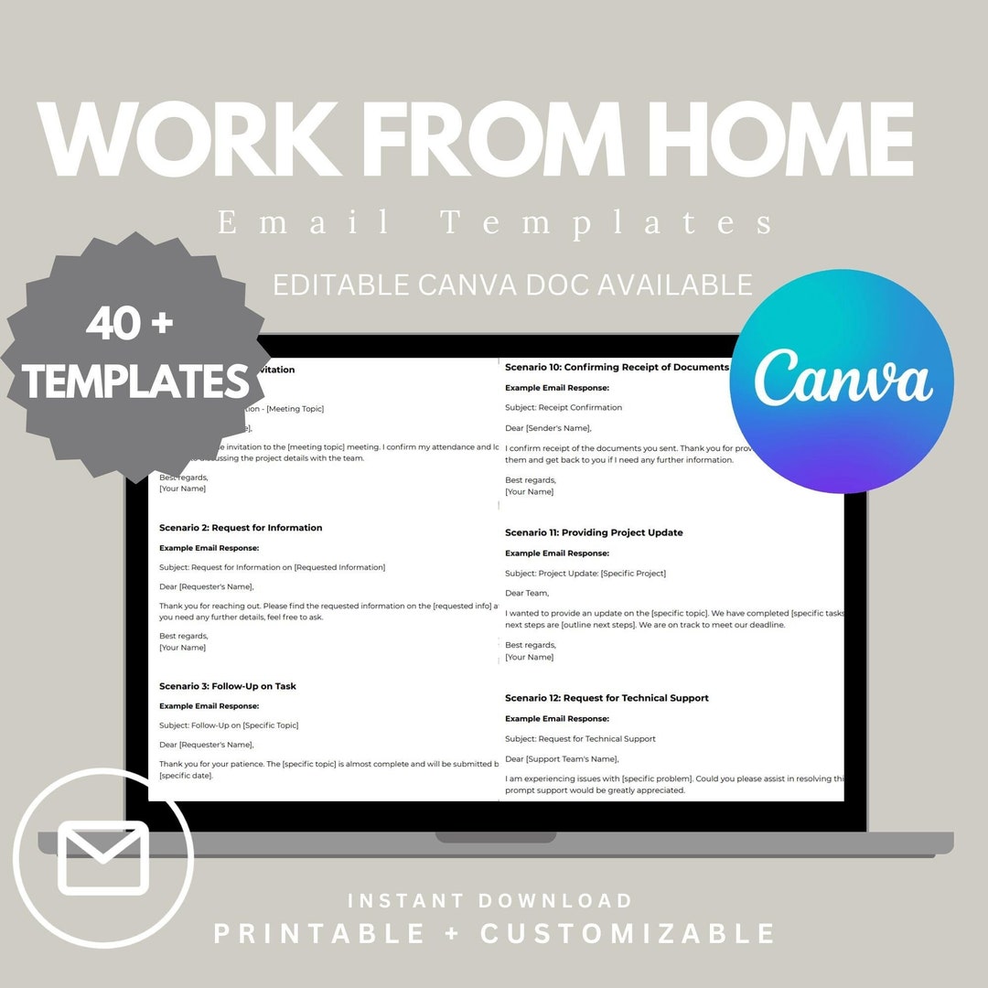 Remote Work Email Templates Bundle Customizable Templates Professional ...